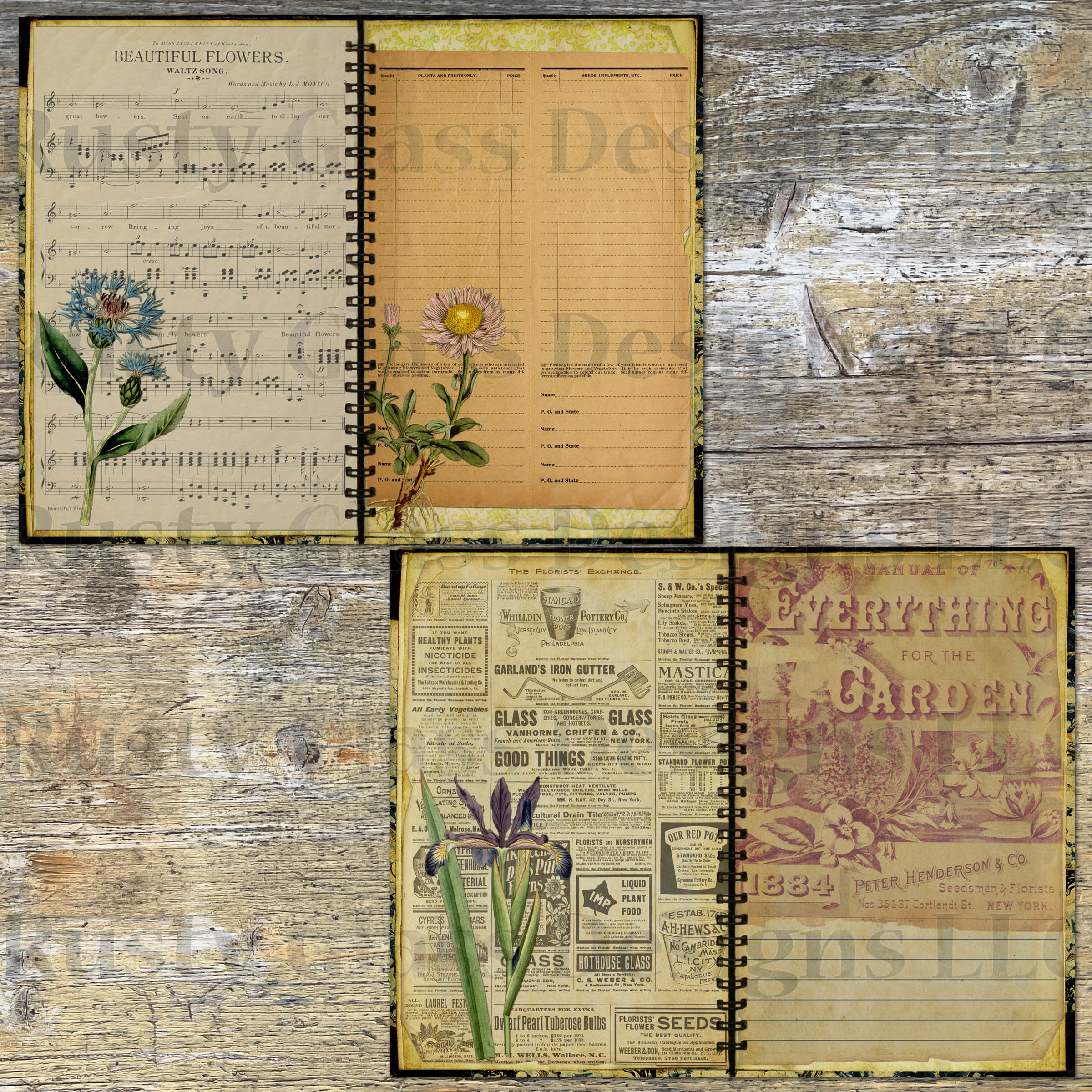 Printable Garden Junk Journal Pages, Garden Scrapbook Digital Paper ...