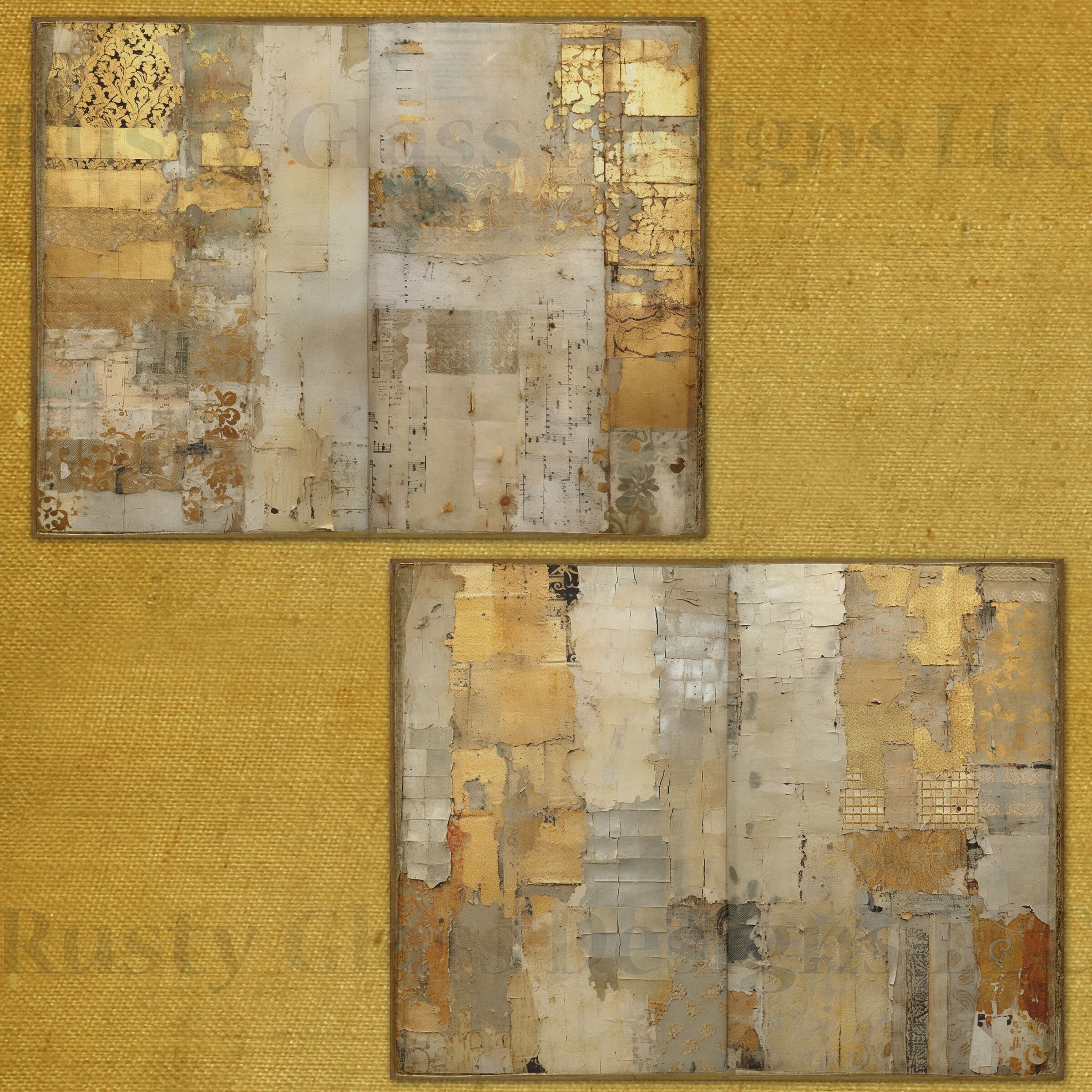 Plain Collage Journal Pages, Beige and Gold Junk Journal Paper, Basic ...