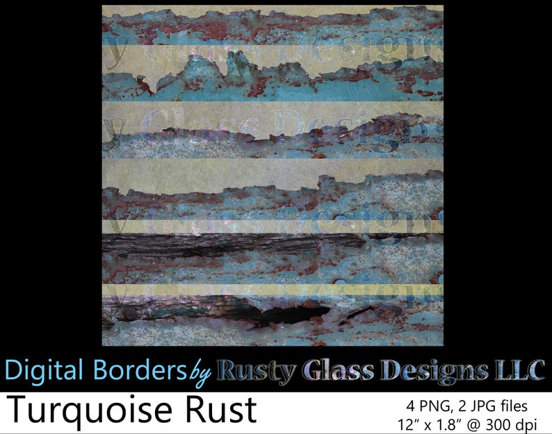 Digital Borders Set, "turquoise Rust," Scrapbooking / Photography ...
