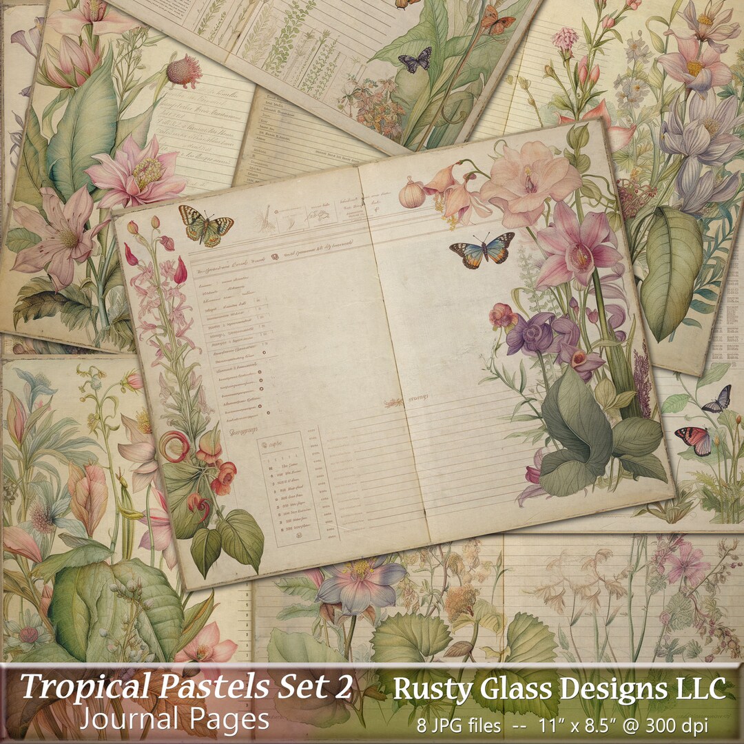 Tropical Pastels Journal Pages Set 2 / Floral Journal Pages / Printable ...