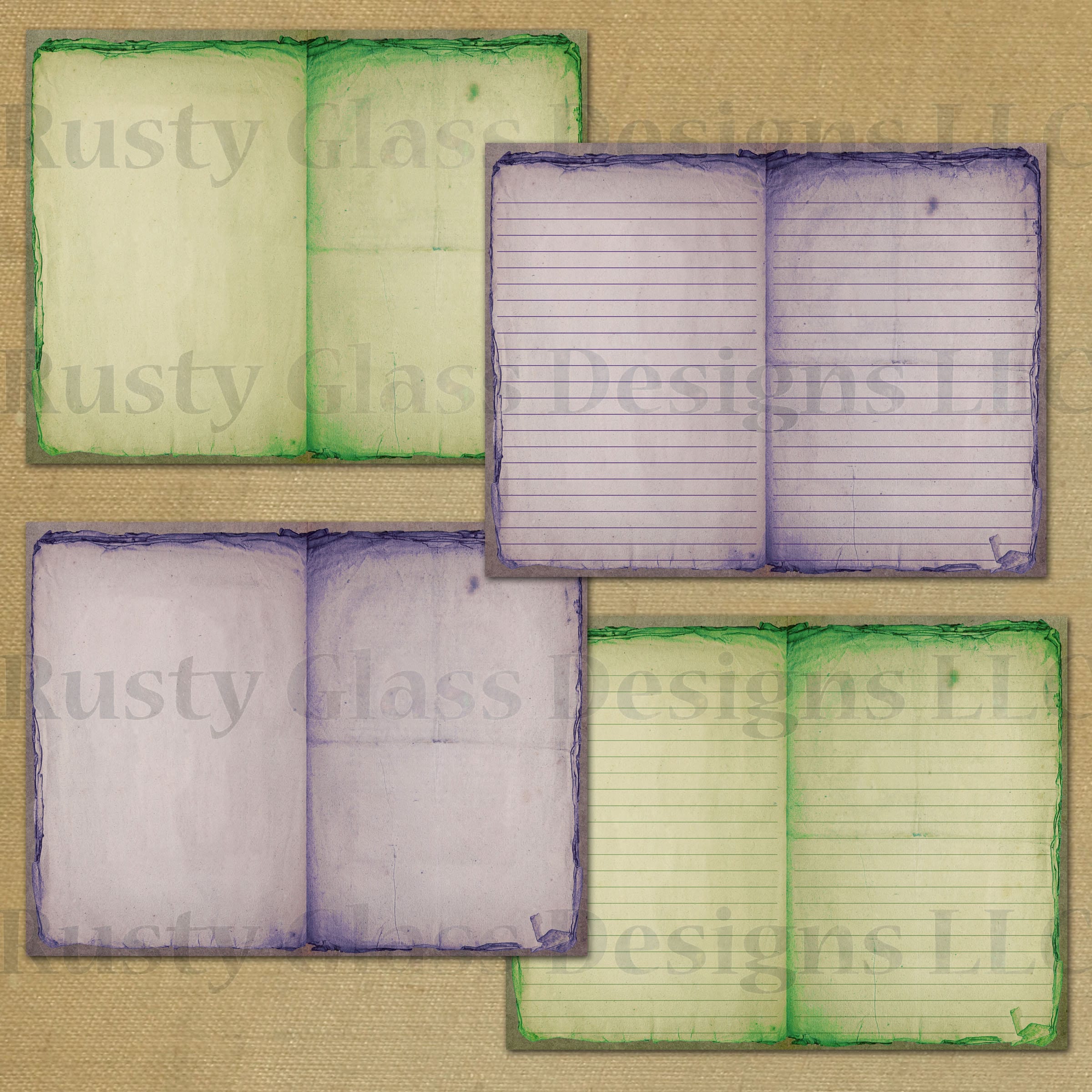 Layered Colored Edges Set 2 / Colorful Junk Journal Pages / Blank and ...