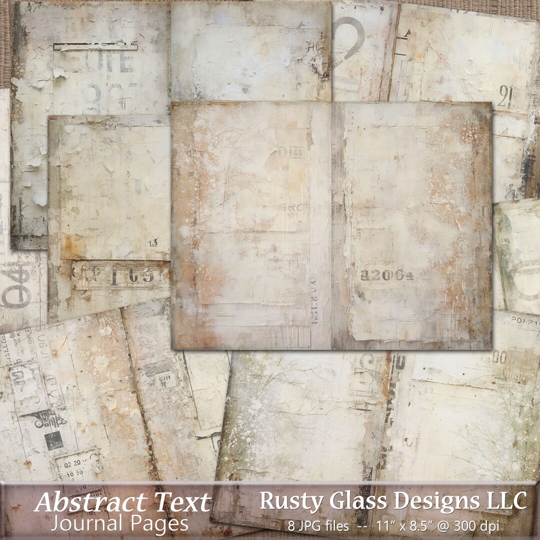 Abstract Text Journal Pages / Printable Junk Journal / White Neutral ...