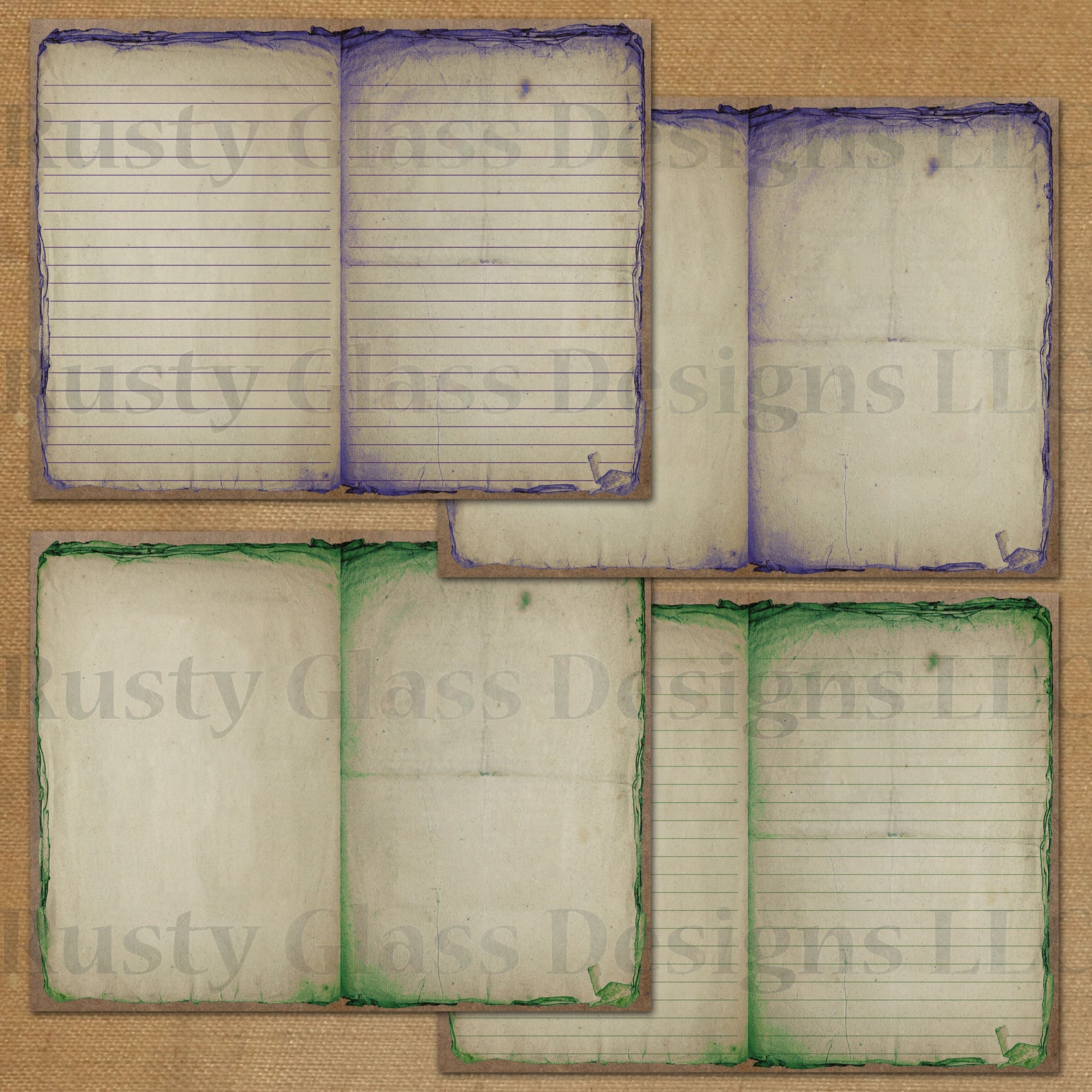 Layered Colored Edges / Antique Junk Journal Pages / Journal Paper Pack ...