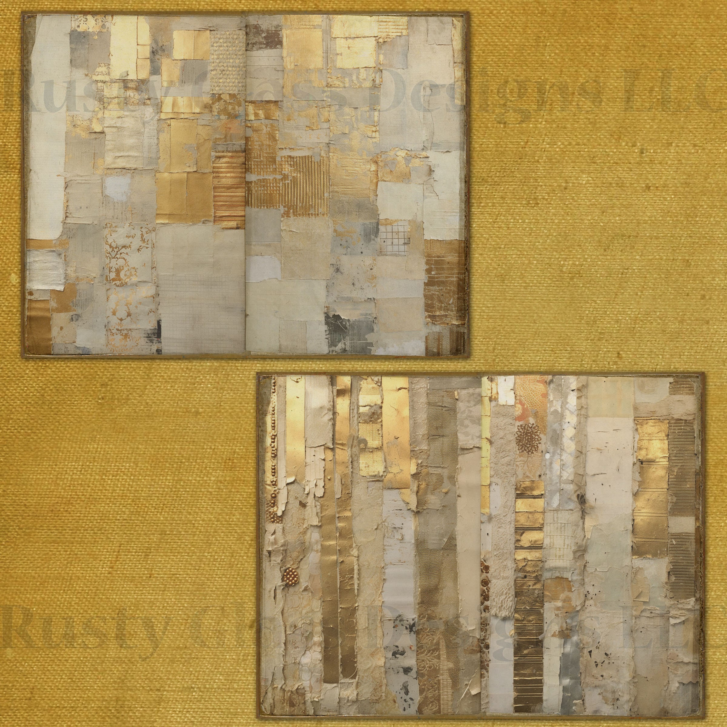 Plain Collage Journal Pages, Beige and Gold Junk Journal Paper, Basic ...