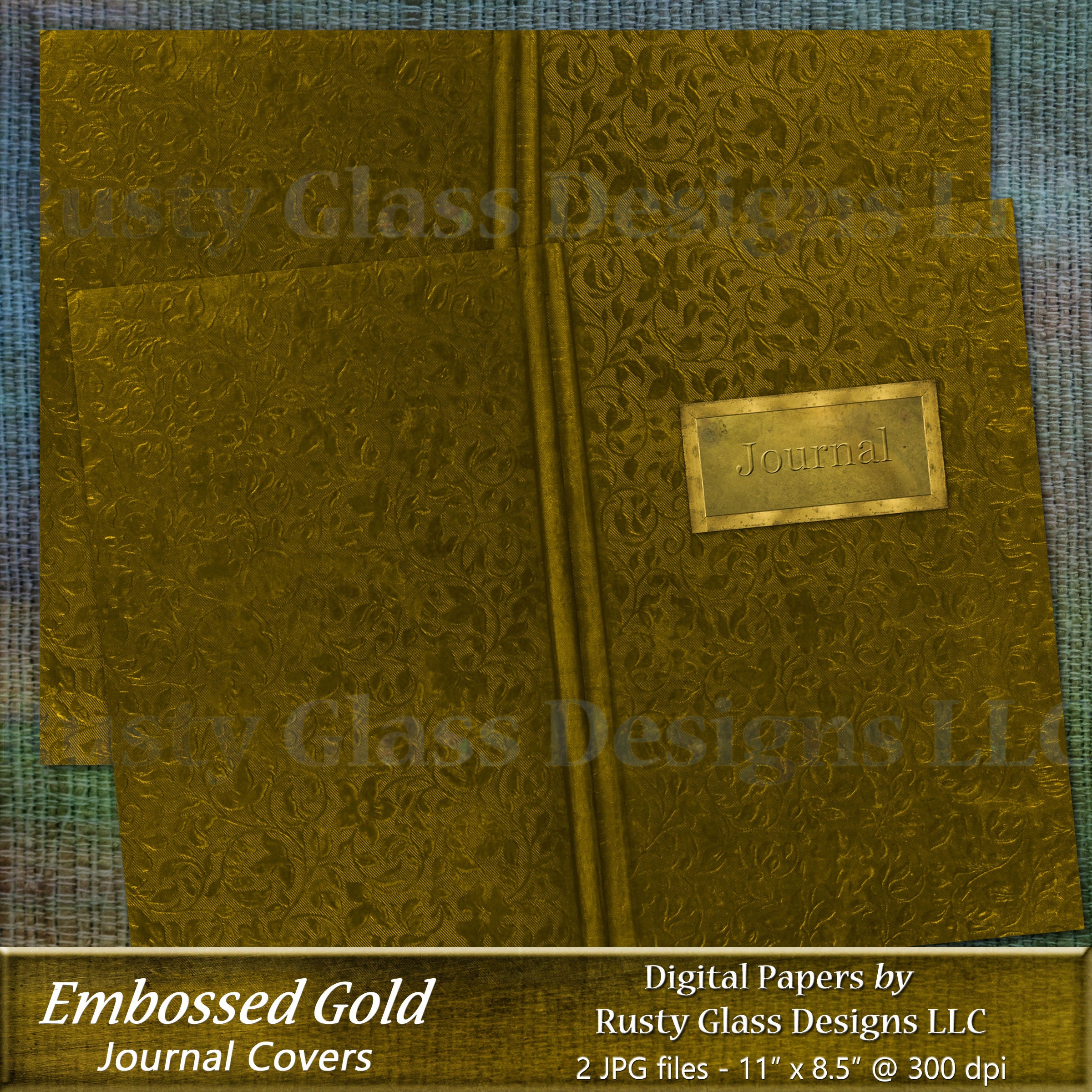 Printable Journal Covers, Embossed Gold Junk Journal Covers, Printable ...