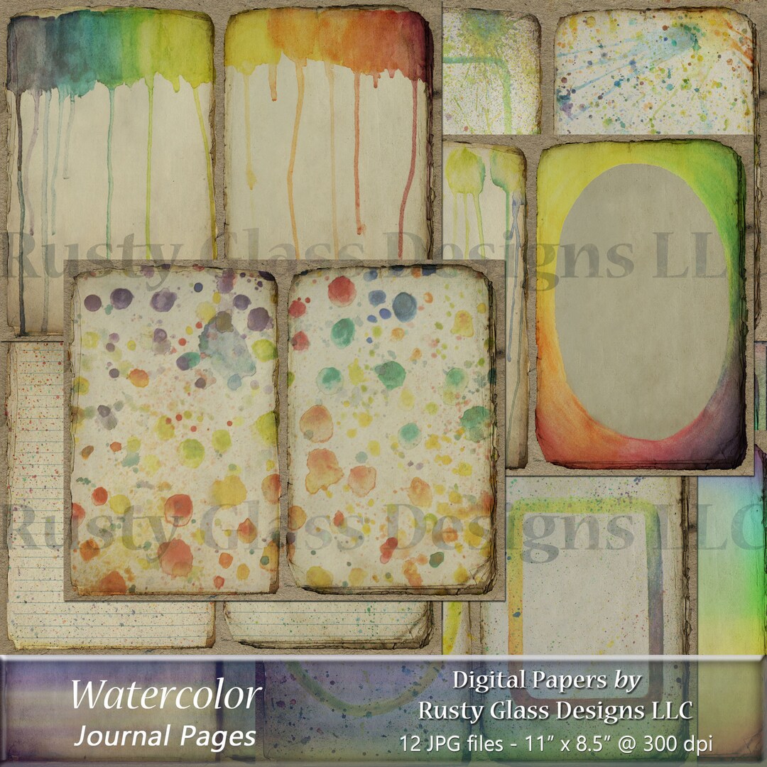 Printable Watercolor Junk Journal Pages, Rainbow Journal, Colorful Junk ...