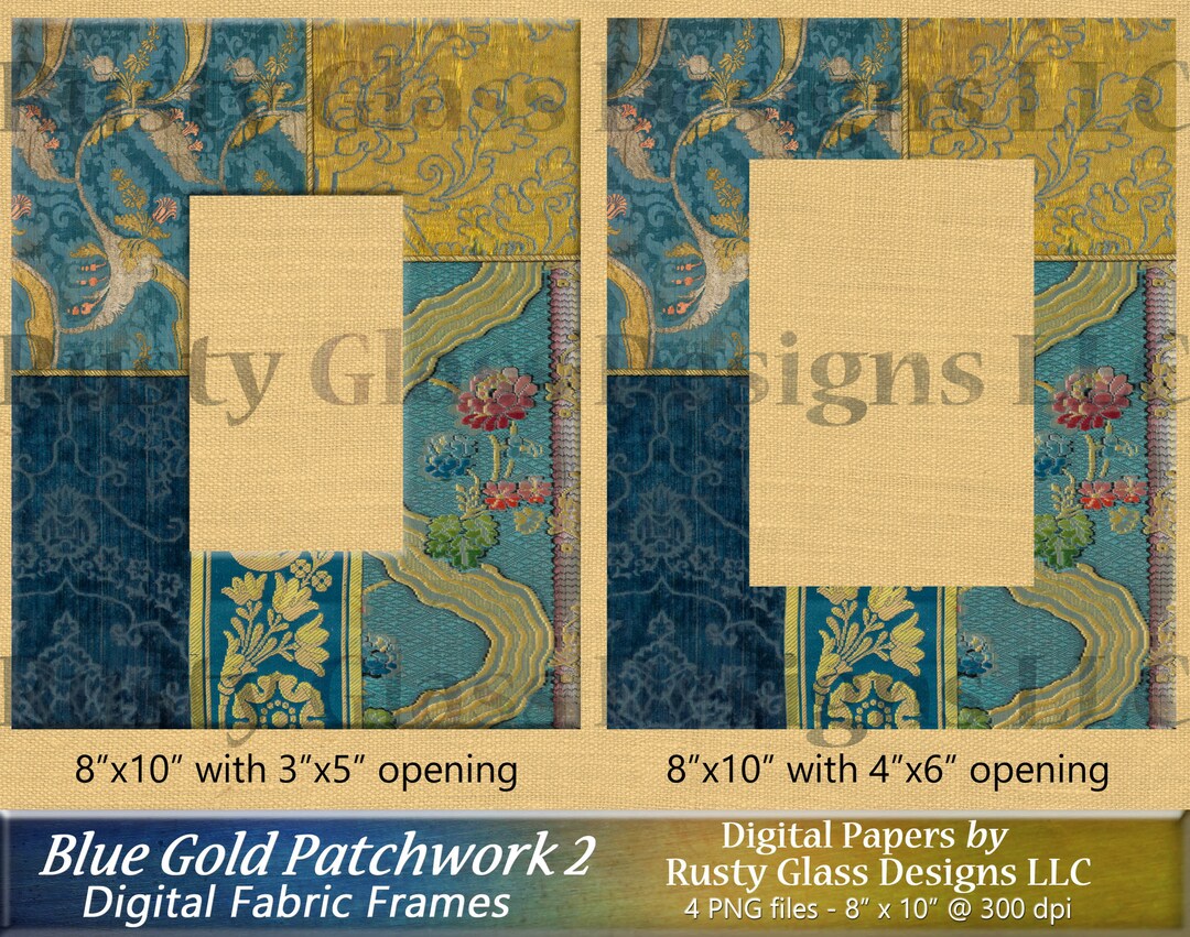 Blue Gold Frame / Digital Frames / Printable Frame / Digital Picture ...
