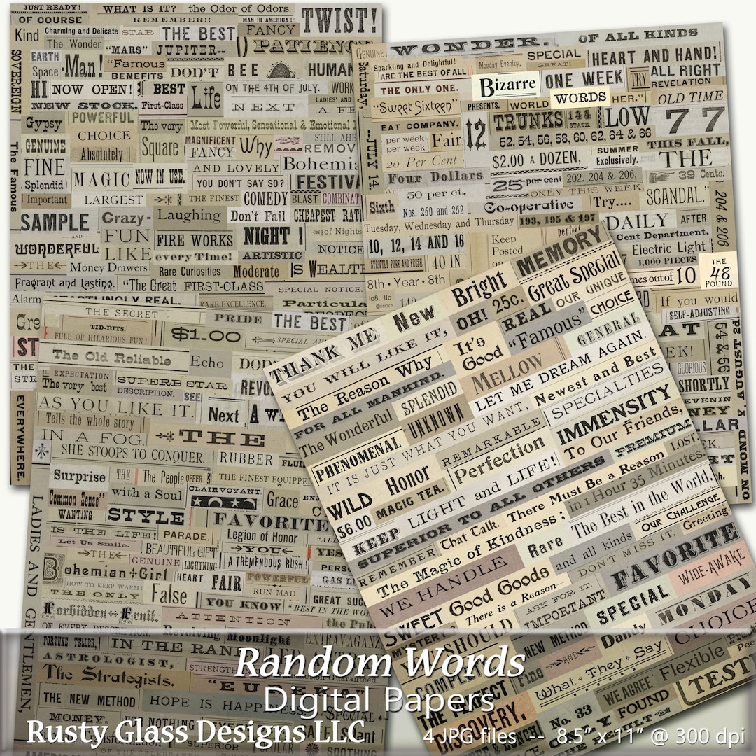 Printable Digital Papers, Printable Words, Random Words, Background ...