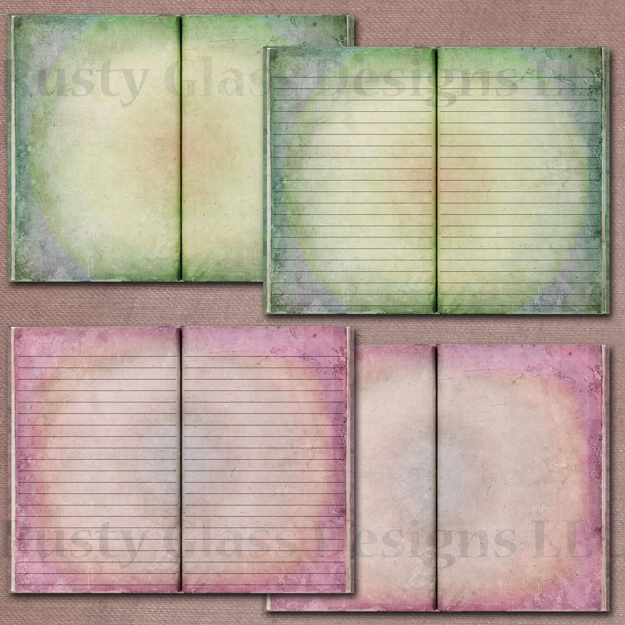 Multi-colored Edges Junk Journal Pages, Colorful Grunge Journal, Blank ...