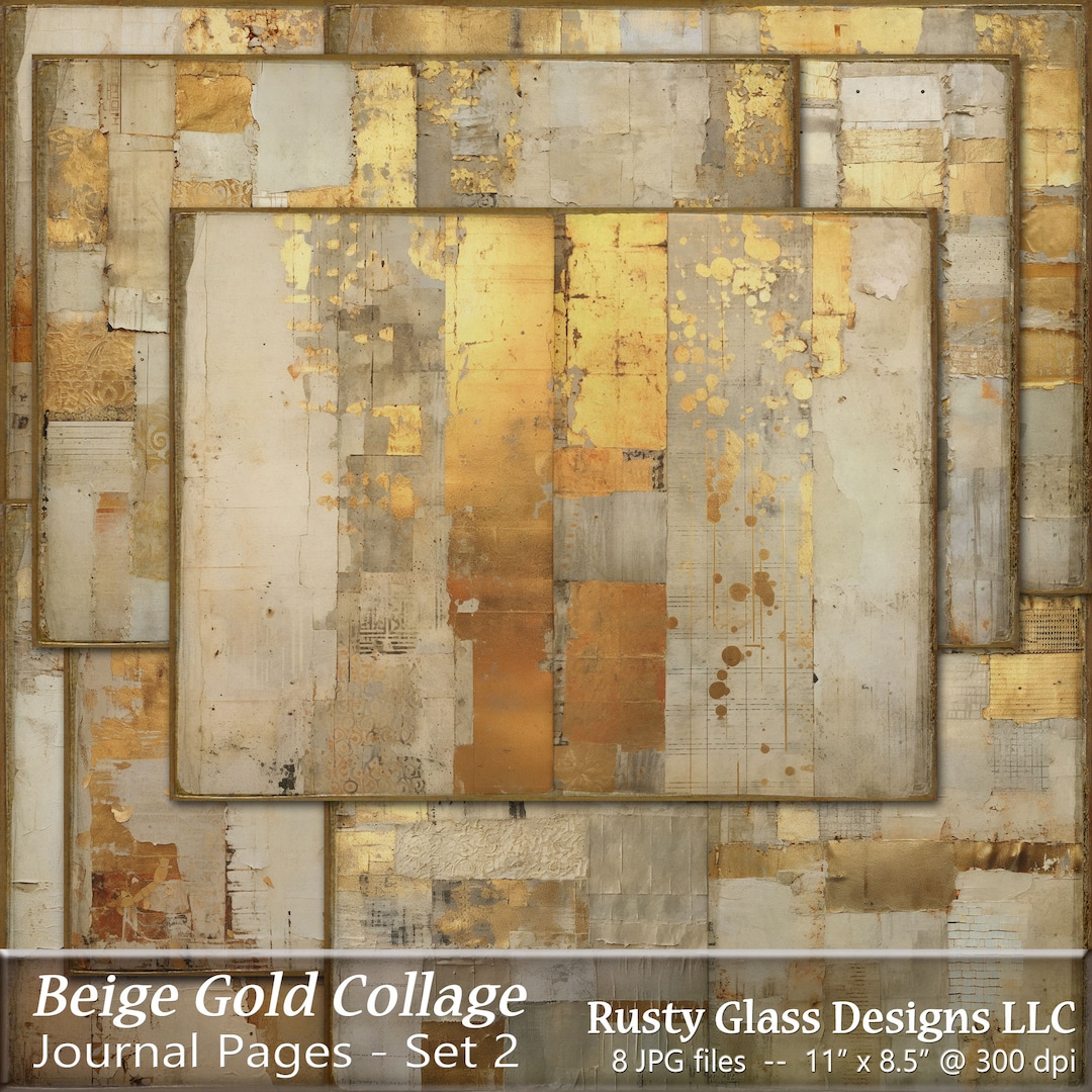Beige and Gold Junk Journal Kit, Plain Collage Journal Pages, Basic ...