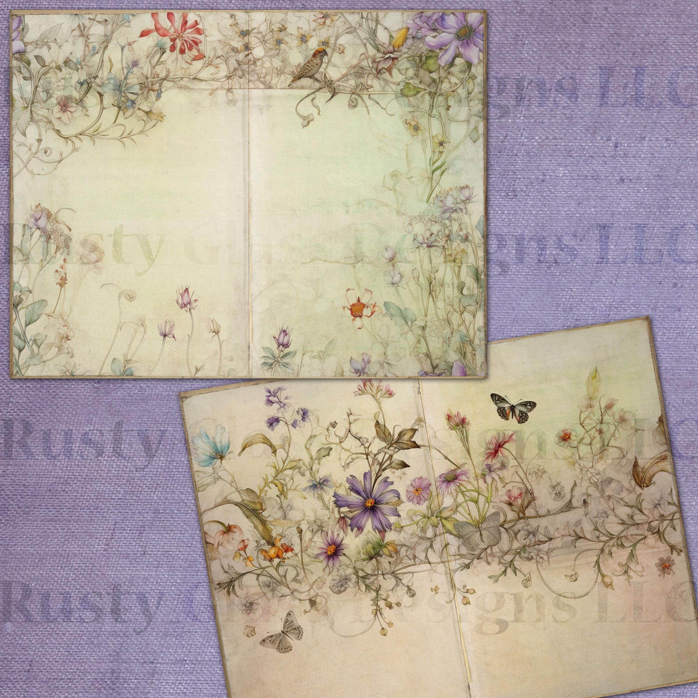 Purple Flowers Junk Journal Pages Printable Journal, Botanical ...