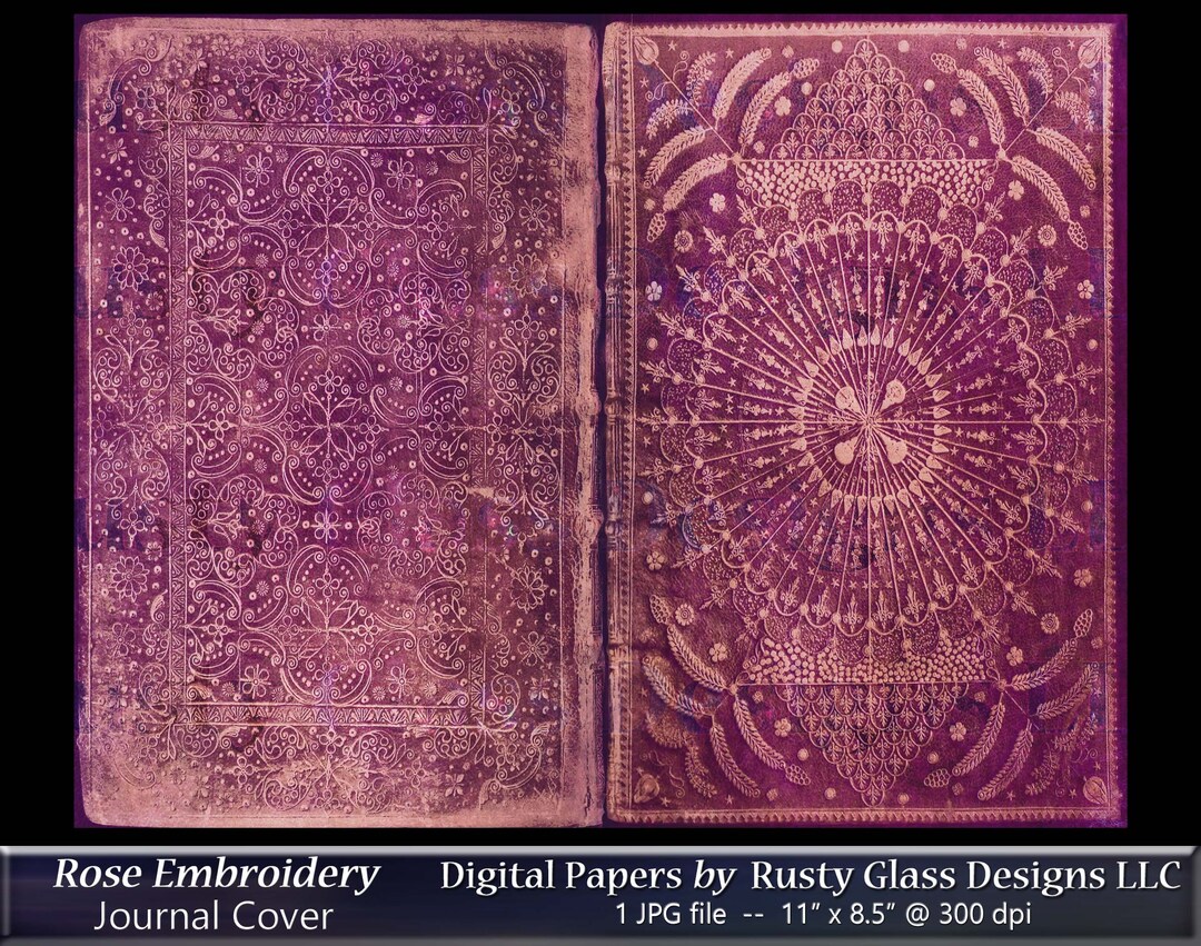 Digital Journal Cover / Rose Embroidery Cover / Journal Cover / Junk ...
