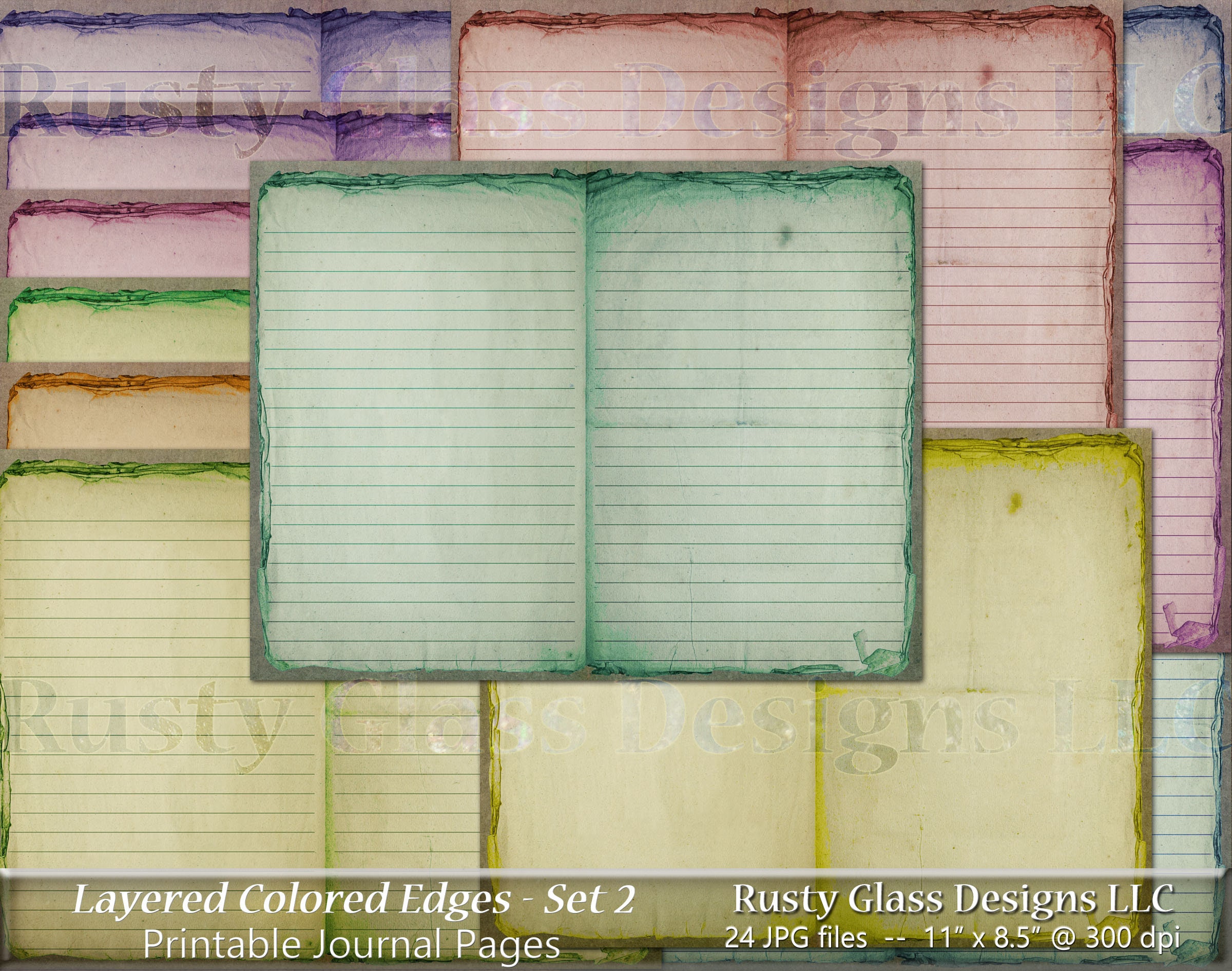 Layered Colored Edges Set 2 / Colorful Junk Journal Pages / - Etsy