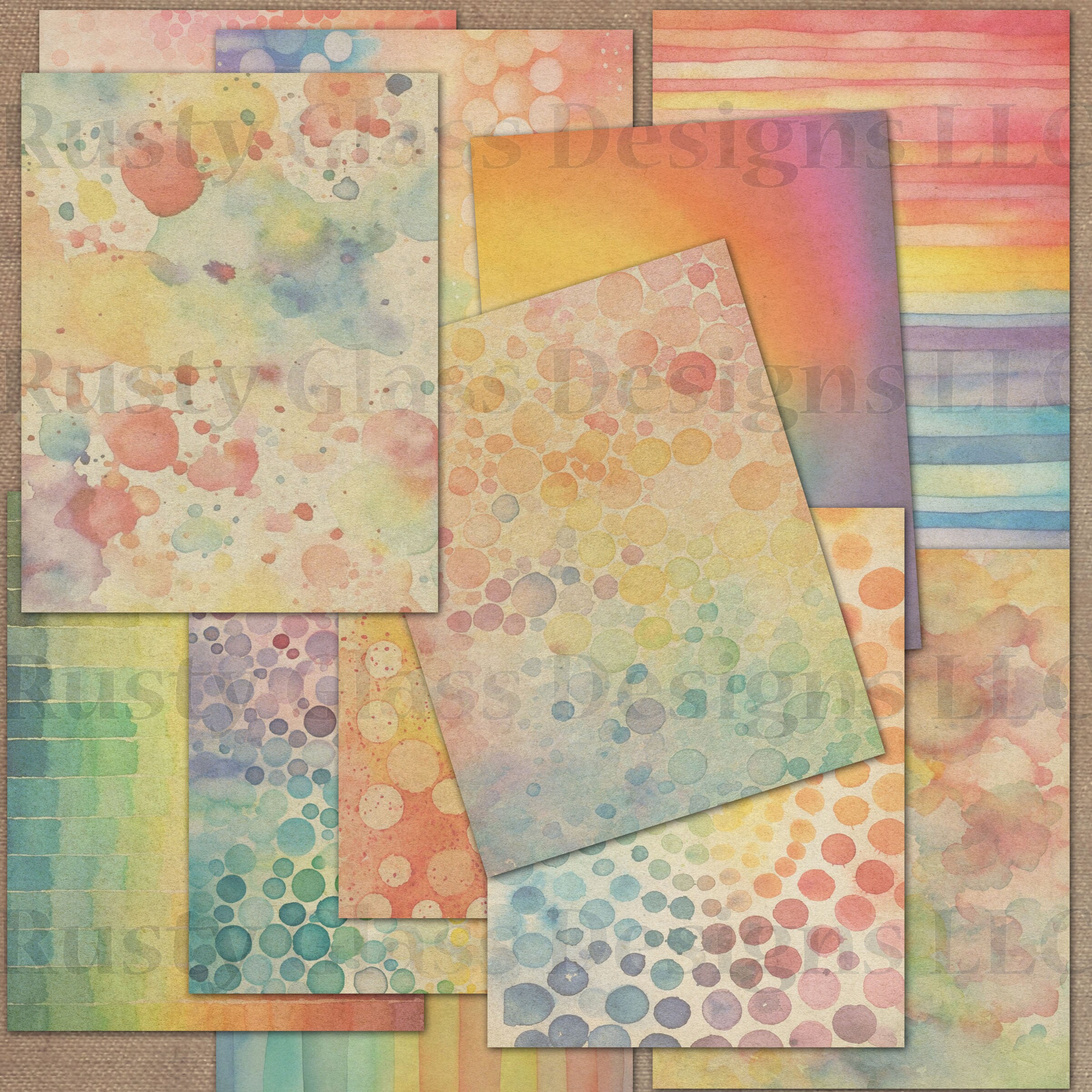 Rainbow Printable Junk Journal Papers, Watercolor Rainbow, Digital ...