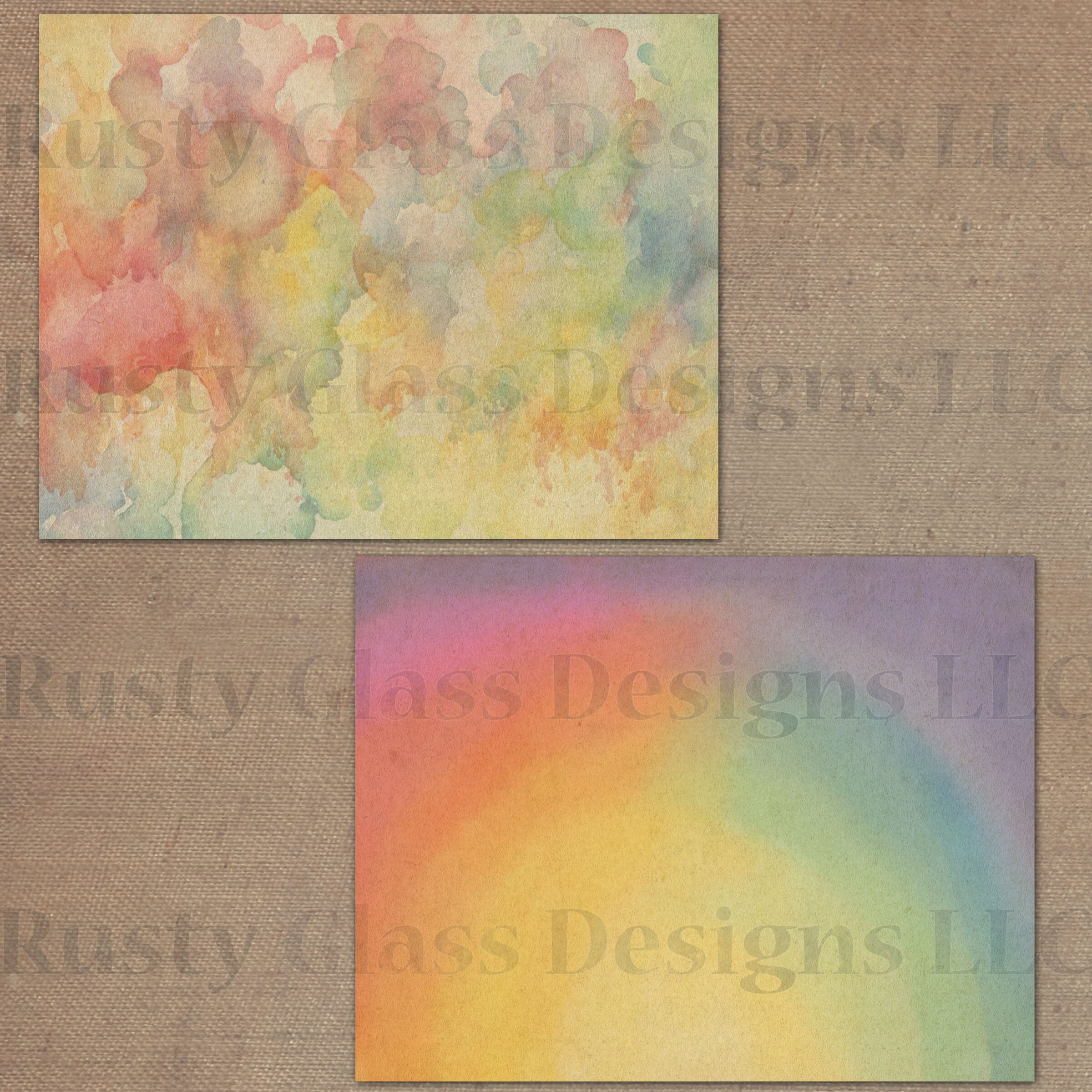 Rainbow Printable Junk Journal Papers, Watercolor Rainbow, Digital ...