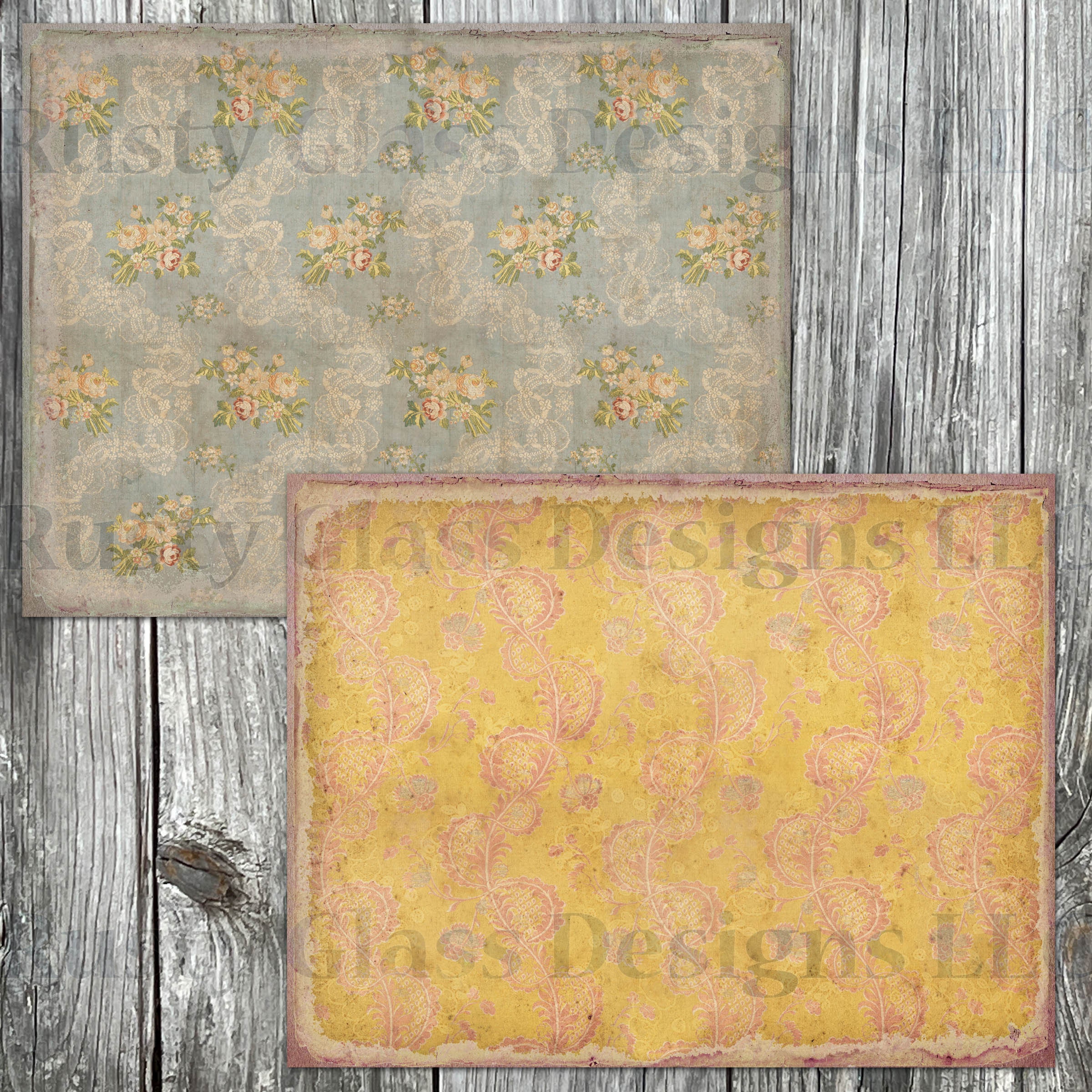 Shabby Lace Floral Papers, Digital Paper, Collage Sheet, Grunge, Shabby ...