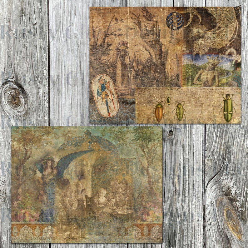 Magic Collage Sheets, Junk Journal Background Paper, Occult Weird ...