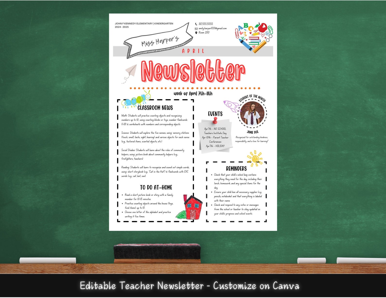 NEWSLETTER Teacher Template Crayon Design - Etsy