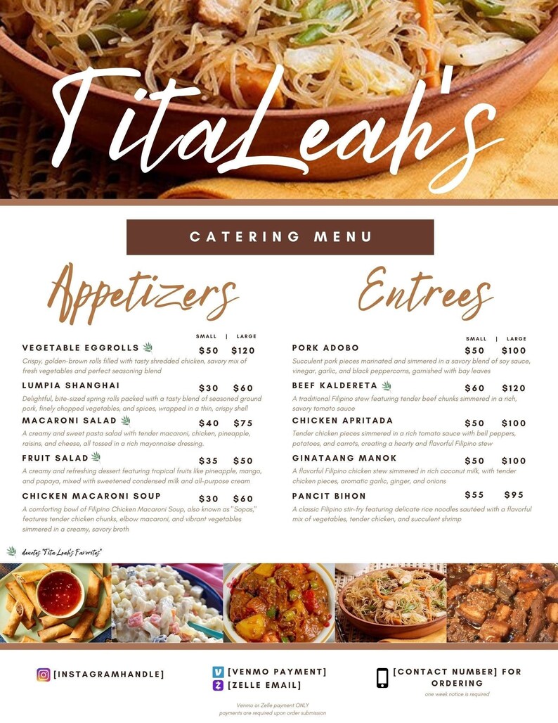 Modern Catering / Restaurant Menu Template - Etsy