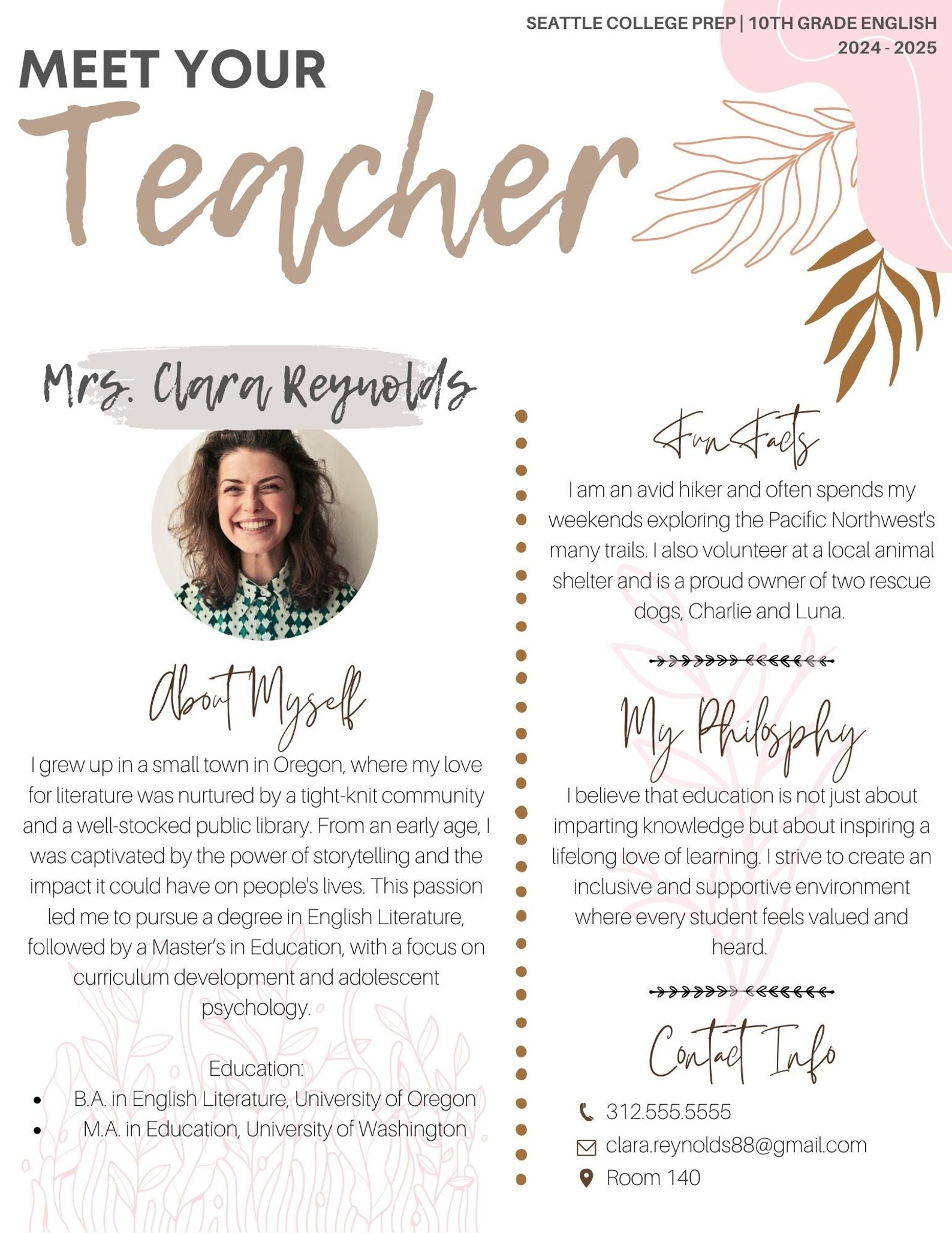 ABOUT ME Teacher Template - Boho Design - Etsy