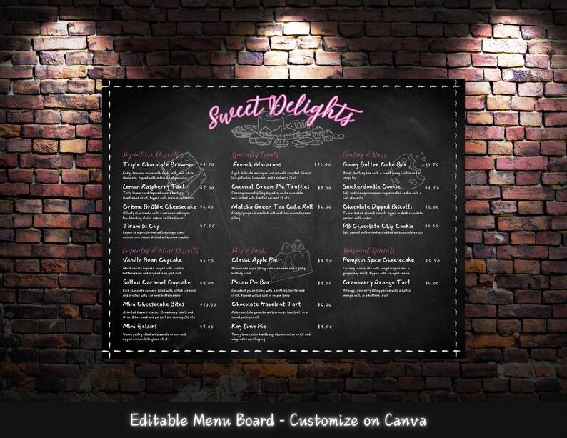 Editable TV Menu / Printable Template - Etsy Canada