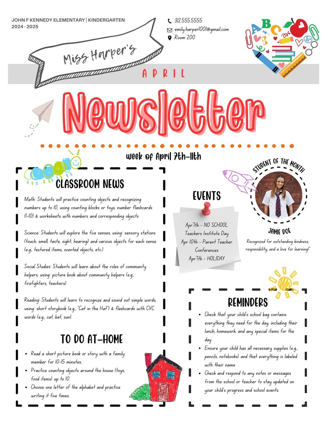 NEWSLETTER Teacher Template Crayon Design - Etsy