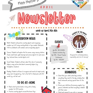 NEWSLETTER Teacher Template - Crayon Design - Etsy