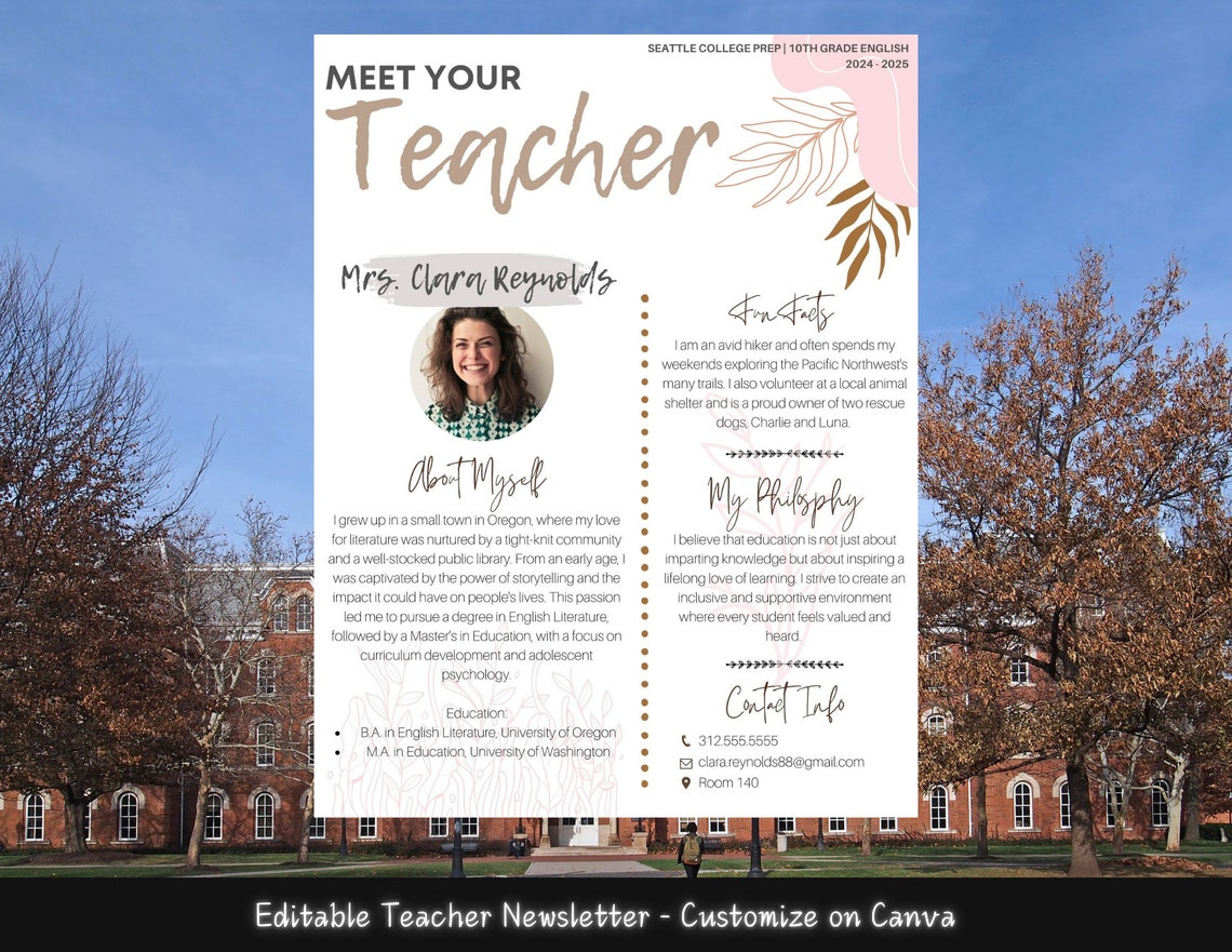 ABOUT ME Teacher Template - Boho Design - Etsy