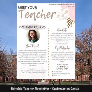 ABOUT ME Teacher Template - Boho Design - Etsy