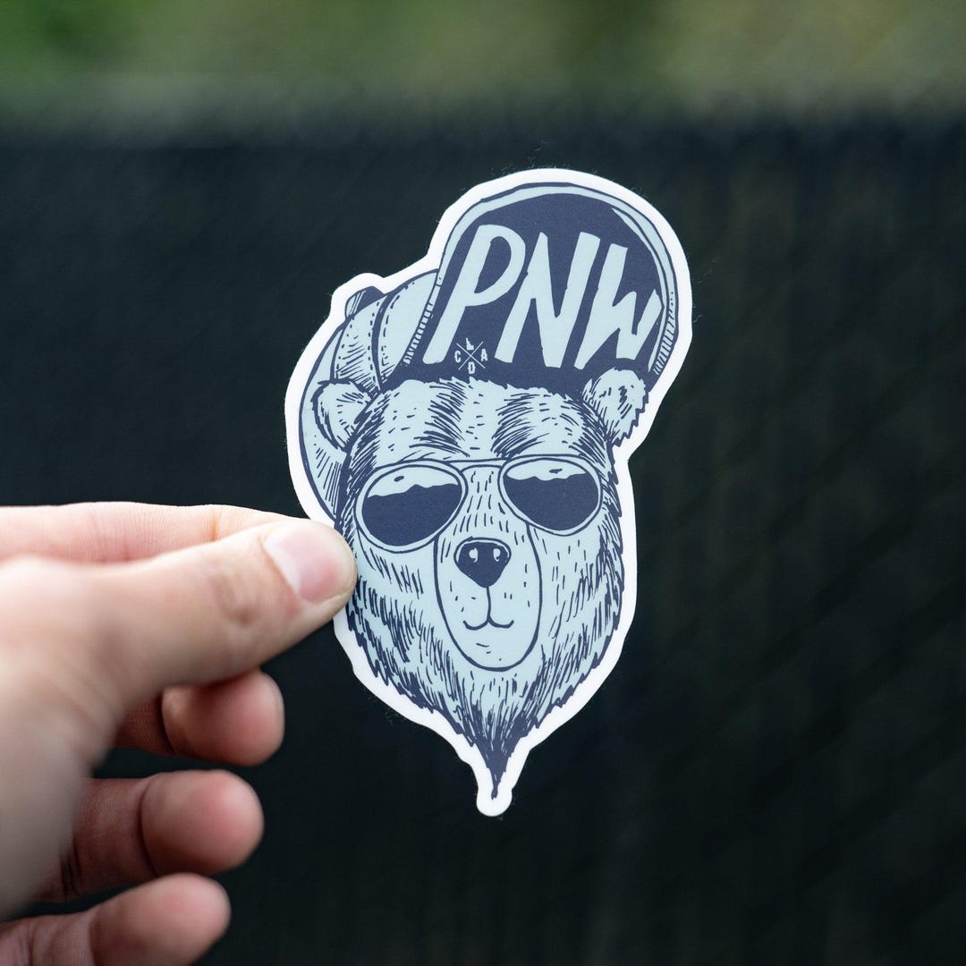 PNW Cool Bear Sticker - Etsy
