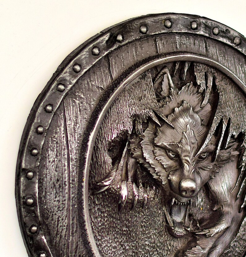 Odin's Wolf Fenrir on Viking Shield Wall Hanging Sculpture | Etsy