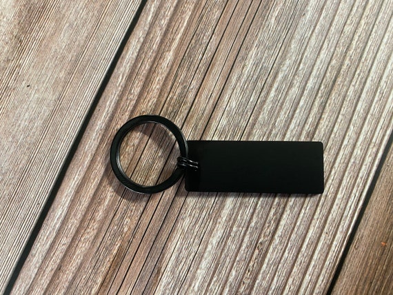 Personalized Keychain Black Stainless Steel With Black Split - Etsy