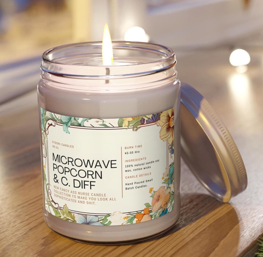 Microwave Popcorn & C. Diff Candle, Funny Nurse Gift, Medical Humor Soy ...