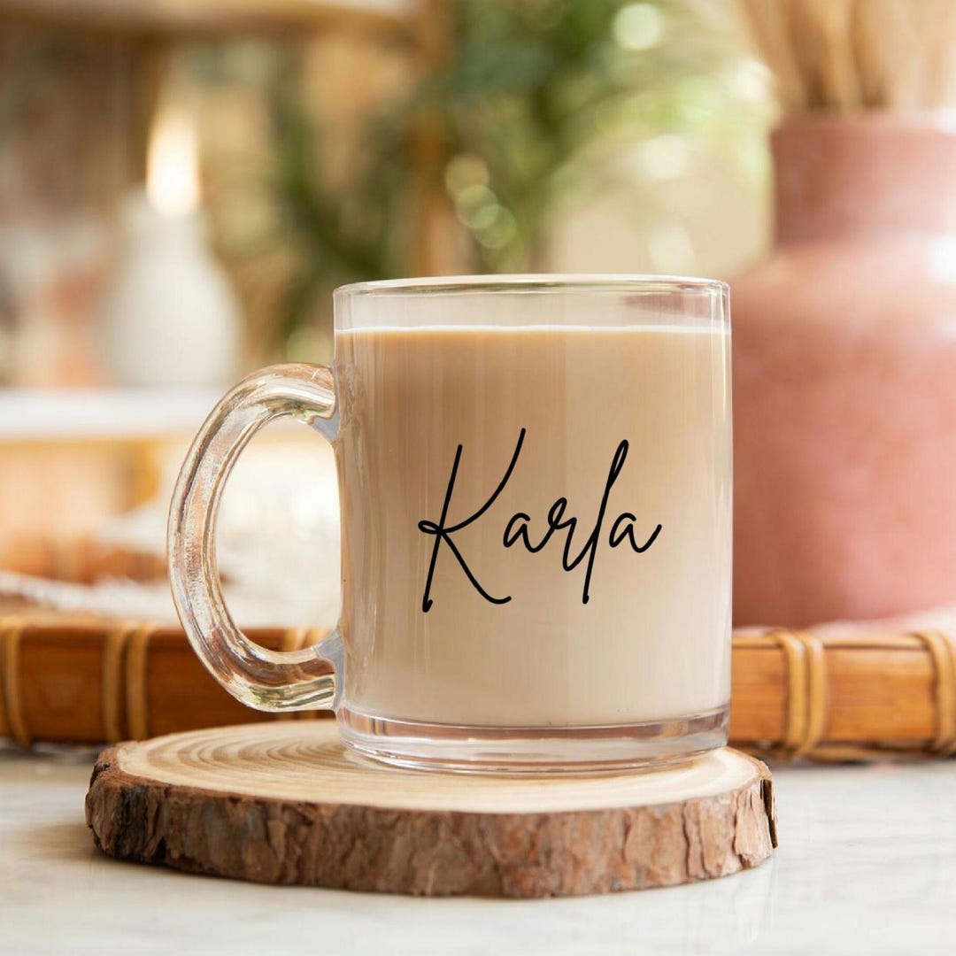 Custom Glass Mug, Personalized Glass Coffee Mug, Aesthetic Mug, Clear ...