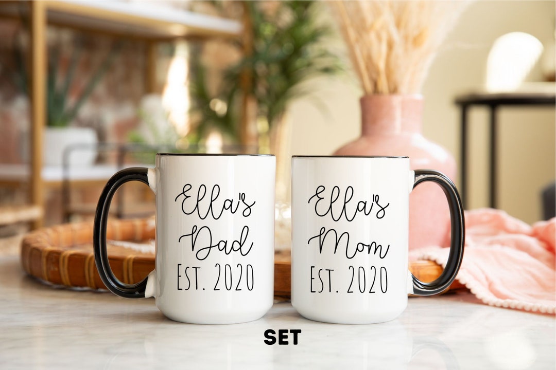 Mom and Dad Est 2020 Mug Set, Gift for New Parents, New Parent Mug Set ...