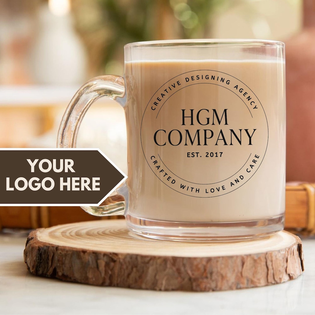 Custom Glass Logo Coffee Mug Logo, Boho Coffee Mug Logo, Custom Logo ...