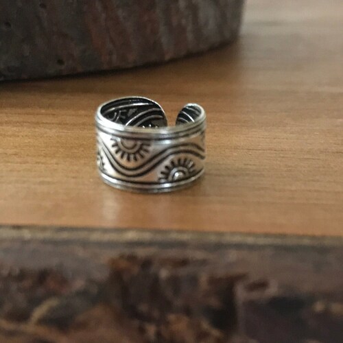 Sterling Silver Sun Pattern Ear Cuff Wave and Sun Ear Cuff - Etsy