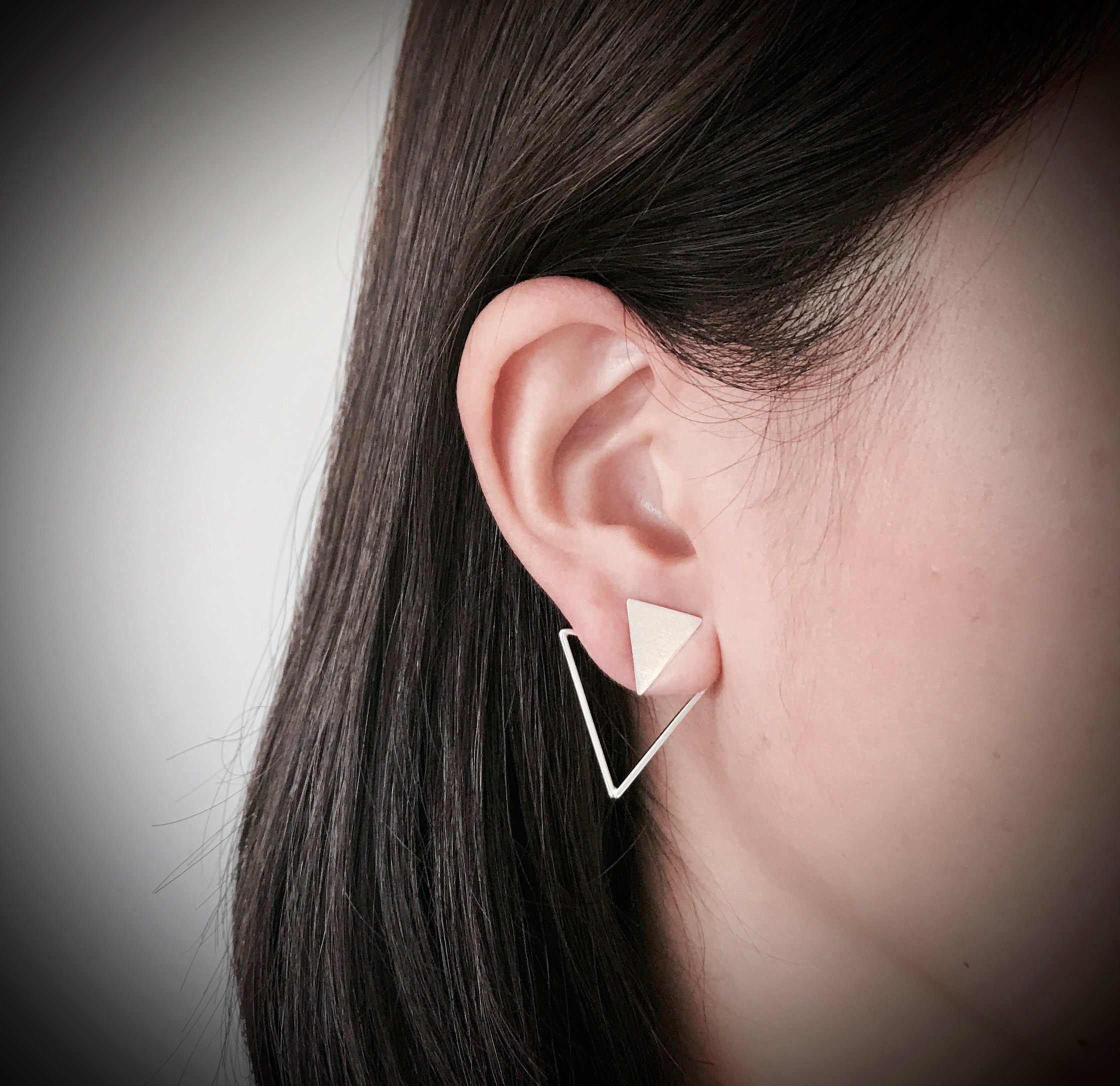 Sterling Silver Large Triangle Ear Jacket Large Triangle | Etsy