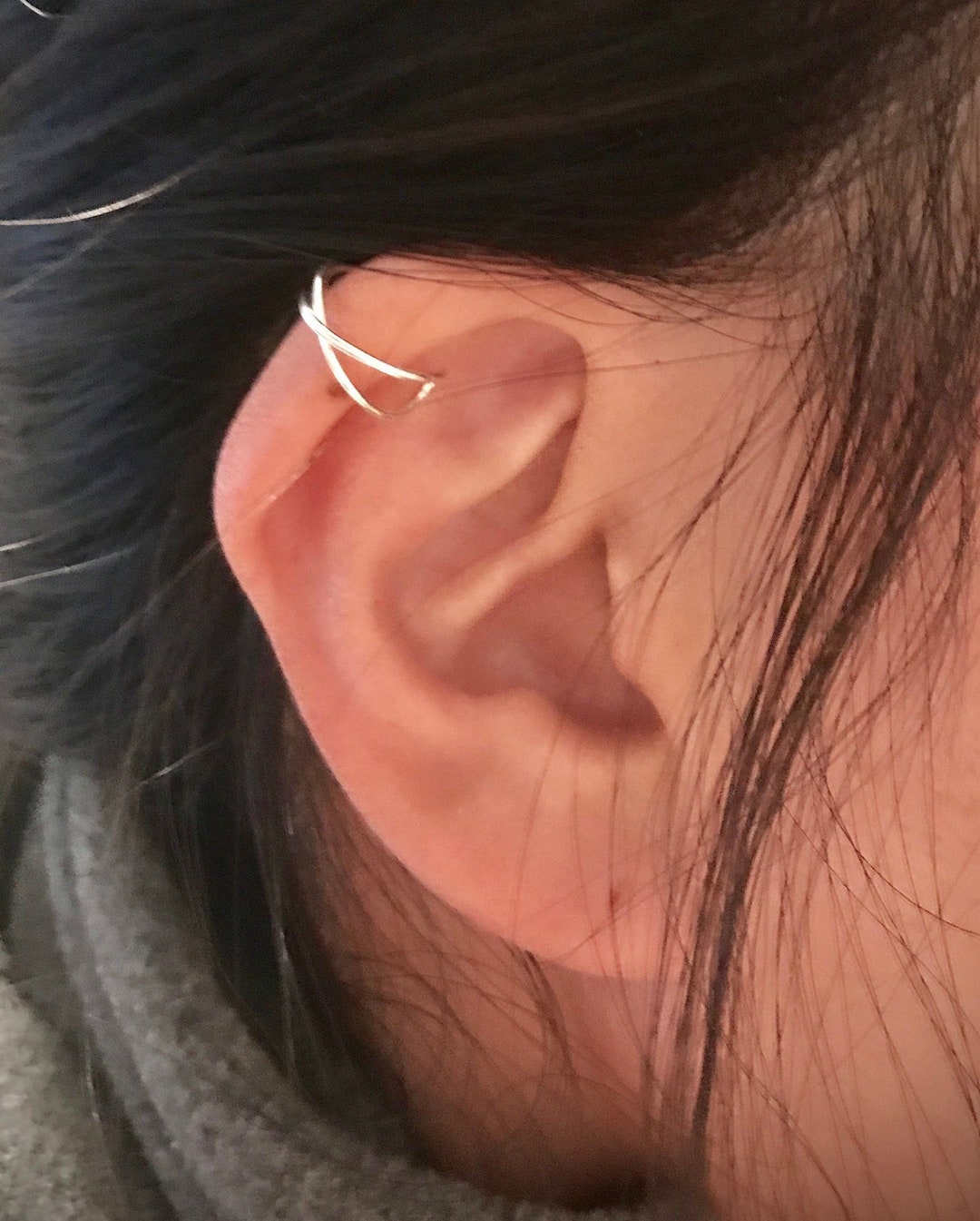 Sterling Silver Thin Cross Ear Cuff X Cross Ear Wrap Simple - Etsy