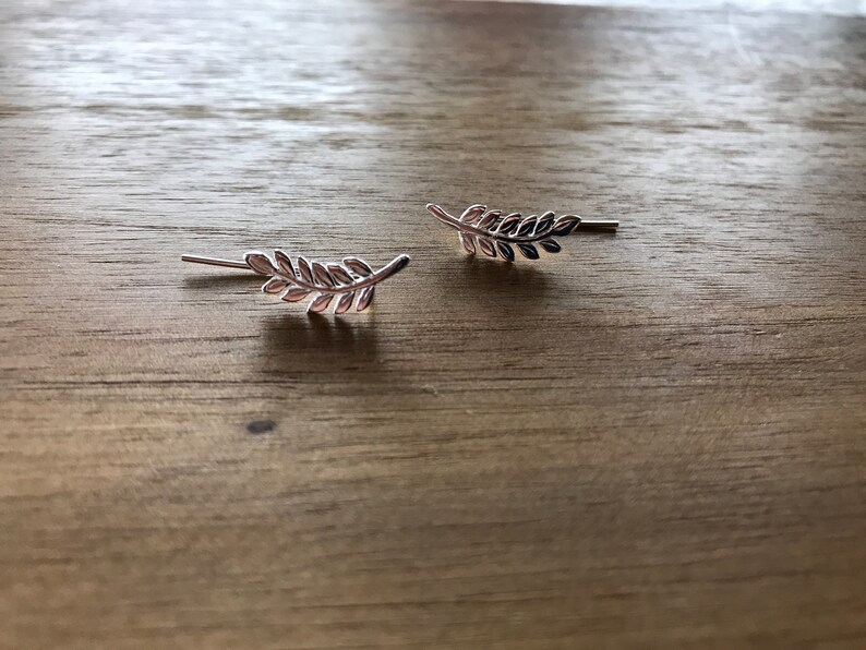 Sterling Silver Leaf Ear Climbers, Olive Vine Ear Crawlers, Leaves ...