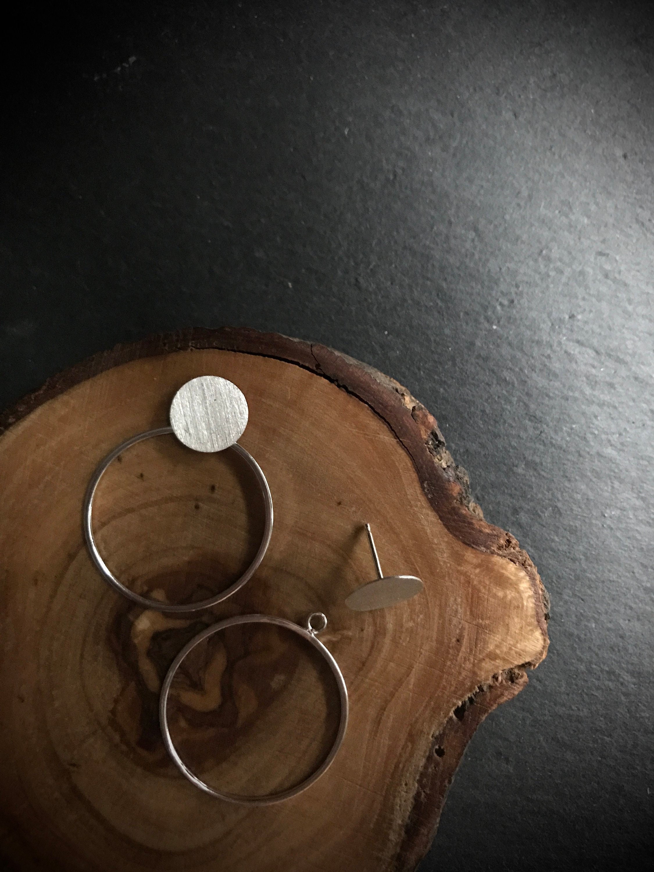 Sterling Silver Large Circle Ear Jacket Earring Circle Ear - Etsy