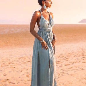 Greek Goddess Dress • Sky Blue Empress Gown • Bridesmaid Braided ...