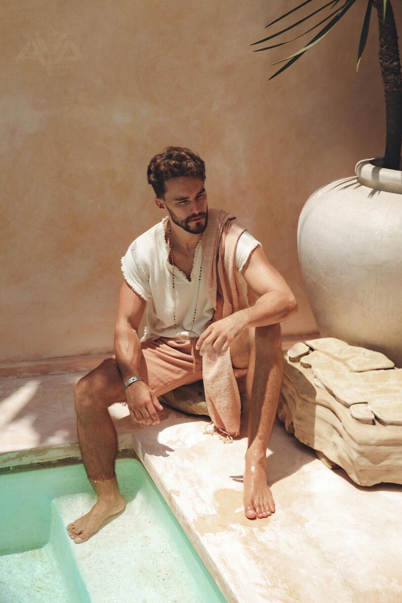 Cut off Men's Boho Shorts • Men Organic Minimalist Clothing • Raw Edge ...