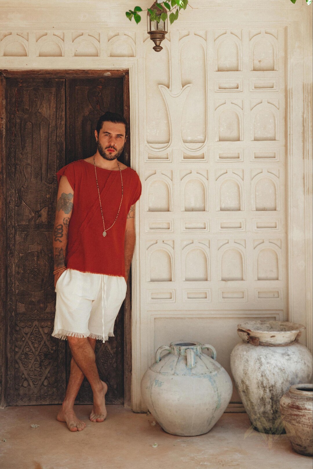 Cut off Men's Boho Shorts Men Organic Minimalist Clothing Raw Edge ...