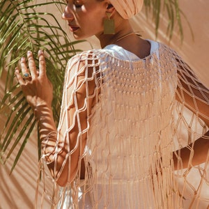 Powder Pink One Shoulder Net Poncho • Resort Beach Crochet Cape • See ...