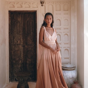 Dusty Pink Greek Goddess Dress Crochet Belted Boho Multiway Dress ...