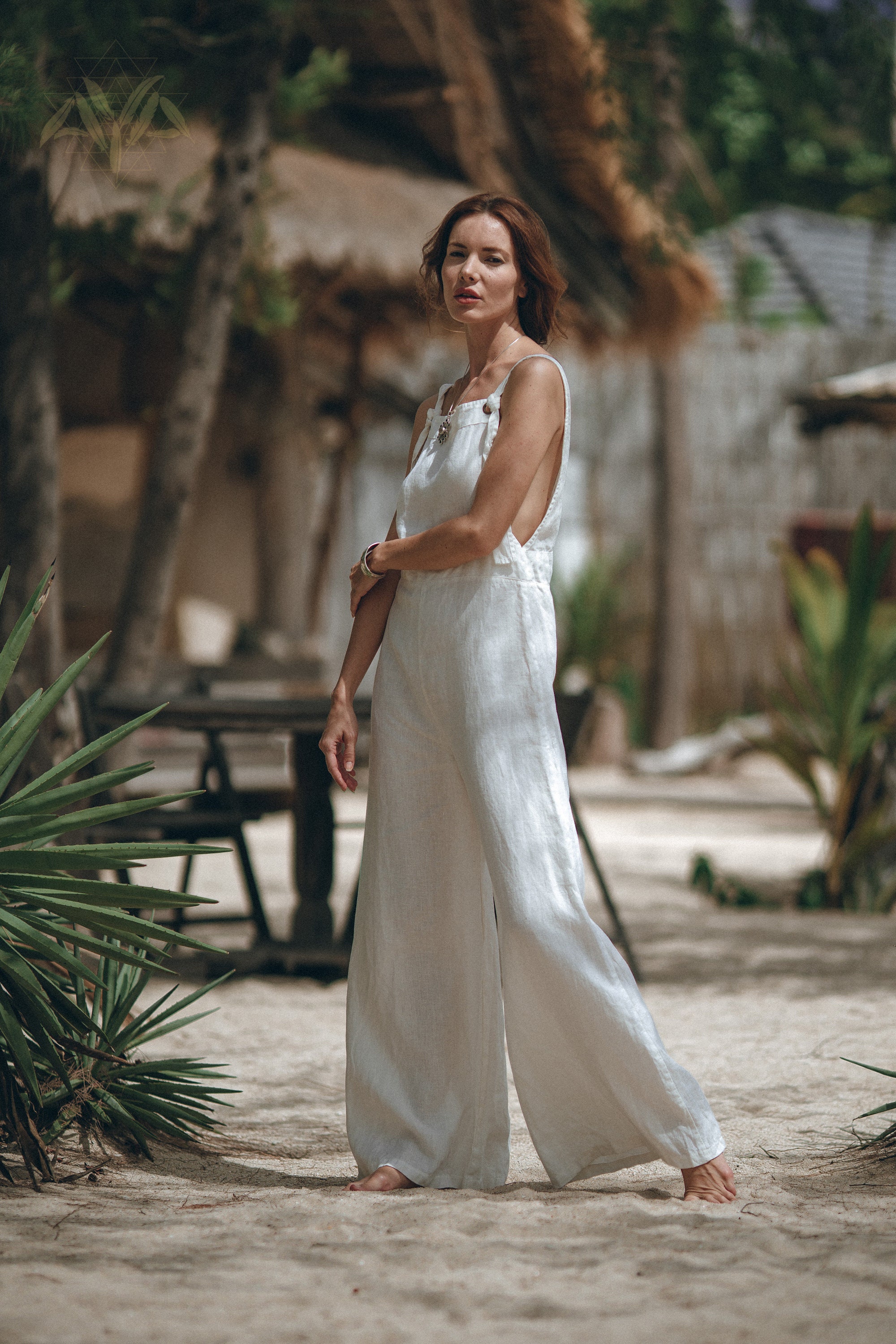 Off White Vintage Wedding Jumpsuit Boho Linen Overalls Women - Etsy