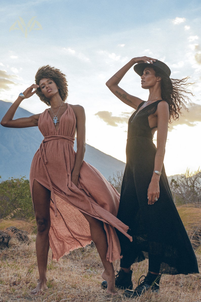 Goddess Dress Boho Bridesmaid Dress Raw Cotton Edge Dress | Etsy