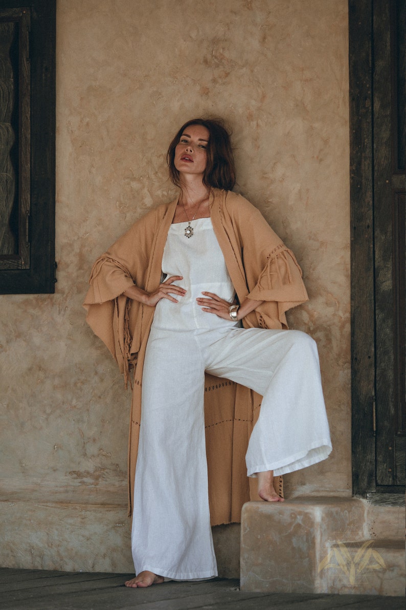 Off White Vintage Wedding Jumpsuit Boho Linen Overalls Women - Etsy