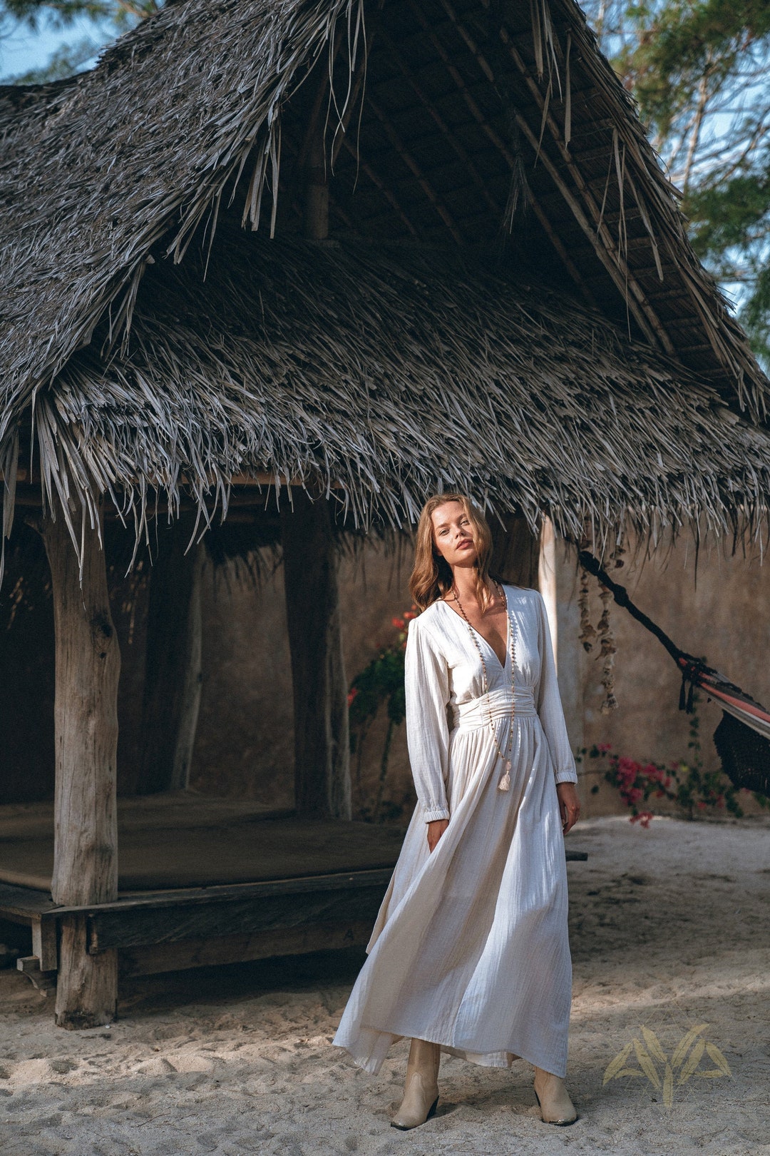 Off White Boho Dress • Deep V Maxi Dress • Bohemian Priestess Ceremony ... Off White Boho Dress • Deep V Maxi Dress • Bohemian Priestess Ceremony ...